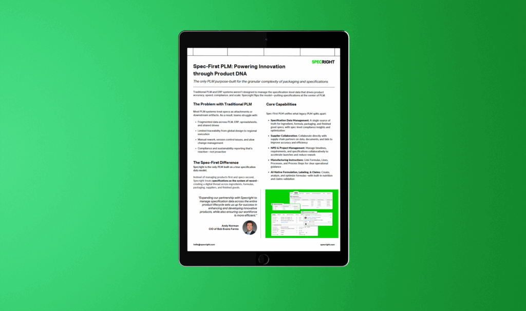Spec First PLM One Pager | Specright